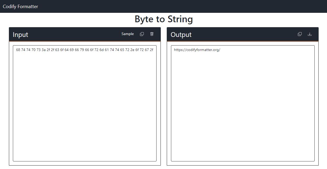 Byet To String Online Converter Codifyformatter