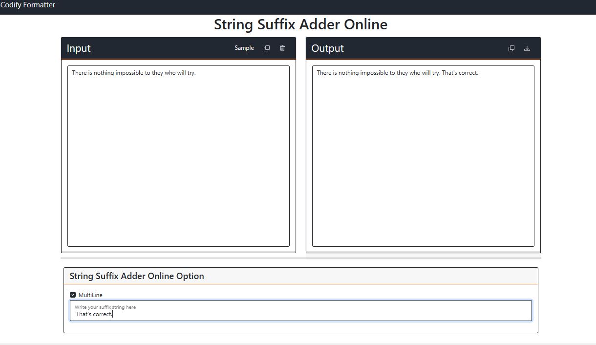 Add Suffix String - Codifyformatter